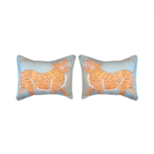Paige Gemmel Pillow | Tiger Facing Left or Right | Slate Blue | Snappy ...