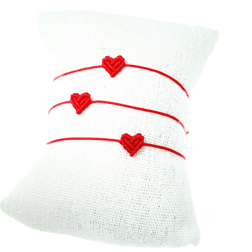 Tiny Red Heart String Bracelet | Sue Surdi Designs