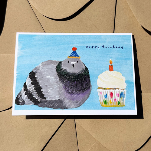 Pigeon Birthday Greeting Card | Srimoyee Handmade