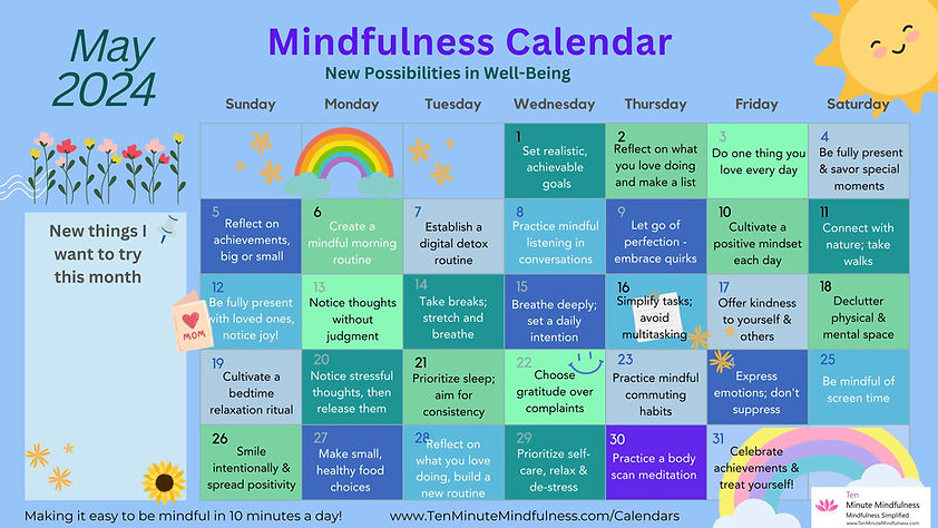 Calendars | TenMinuteMindfulness