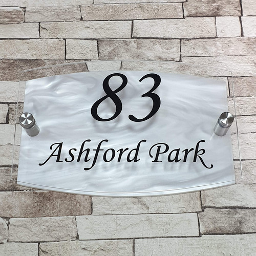 White Modern House Sign - Pearl Edition | Lubie's Creations