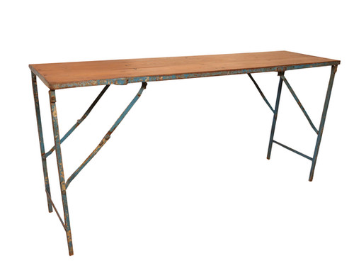 OLD CONSOLE FOLDING TABLE WITH METAL LEGS | Antikadubai