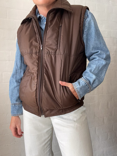 Vintage Brown Puffer convertible Jacket & Vest - Size 12-14 | Conscious ...