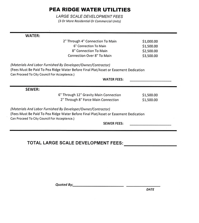 CONNECTION FEES | Pearidgewater