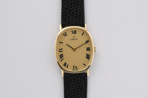 Omega Ellipse 18K Gold DD3647 Roman Numerals 1975 | TimeMerchants