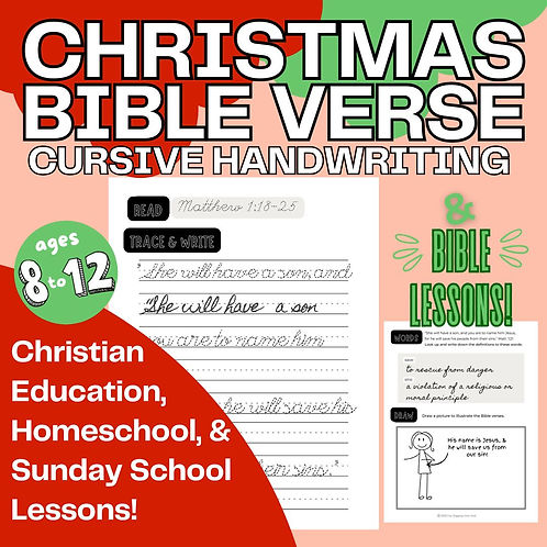 Christmas Bible Verse Cursive Handwriting Pages | Digging Into God