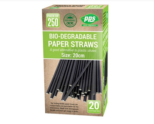 PPS Black Paper Bio-Degradeable Straws - 20x250 pack | RM Wholesale