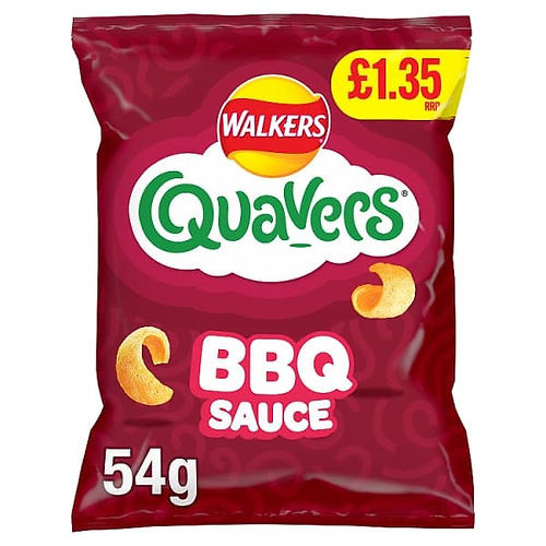 Walkers Quavers BBQ Sauce Flavour - 18 x 54g Packs | RM Wholesale