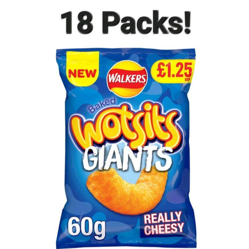 Walkers Giant Cheesy Wotsits - 18 x 60g Packs - Snack Crisps | RM Wholesale