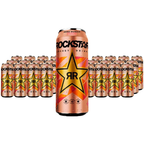 Rockstar Energy Peach - 24 x 330ml Cans - Zero Sugar | RM Wholesale