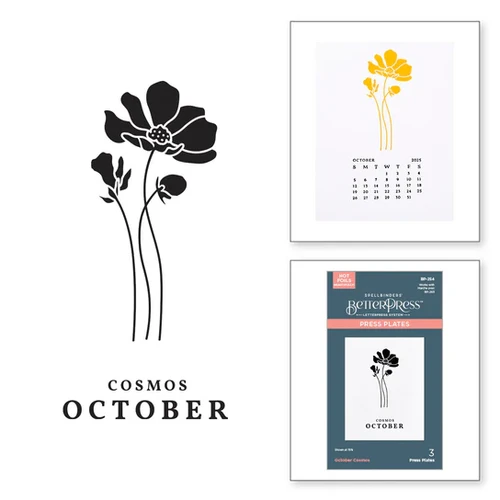 Spellbinders October Cosmos Press Plates from the Florals Through the ...