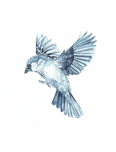 Indigo Sparrow in Flight #2 - Original | CL Creative Studio