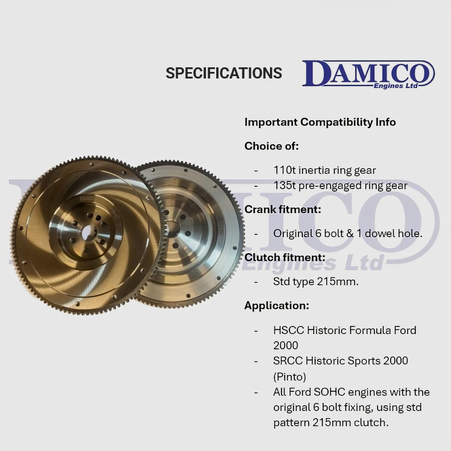 Flywheel (Steel) suitable for FF2000 & Sports 2000 - Damico | Ford ...