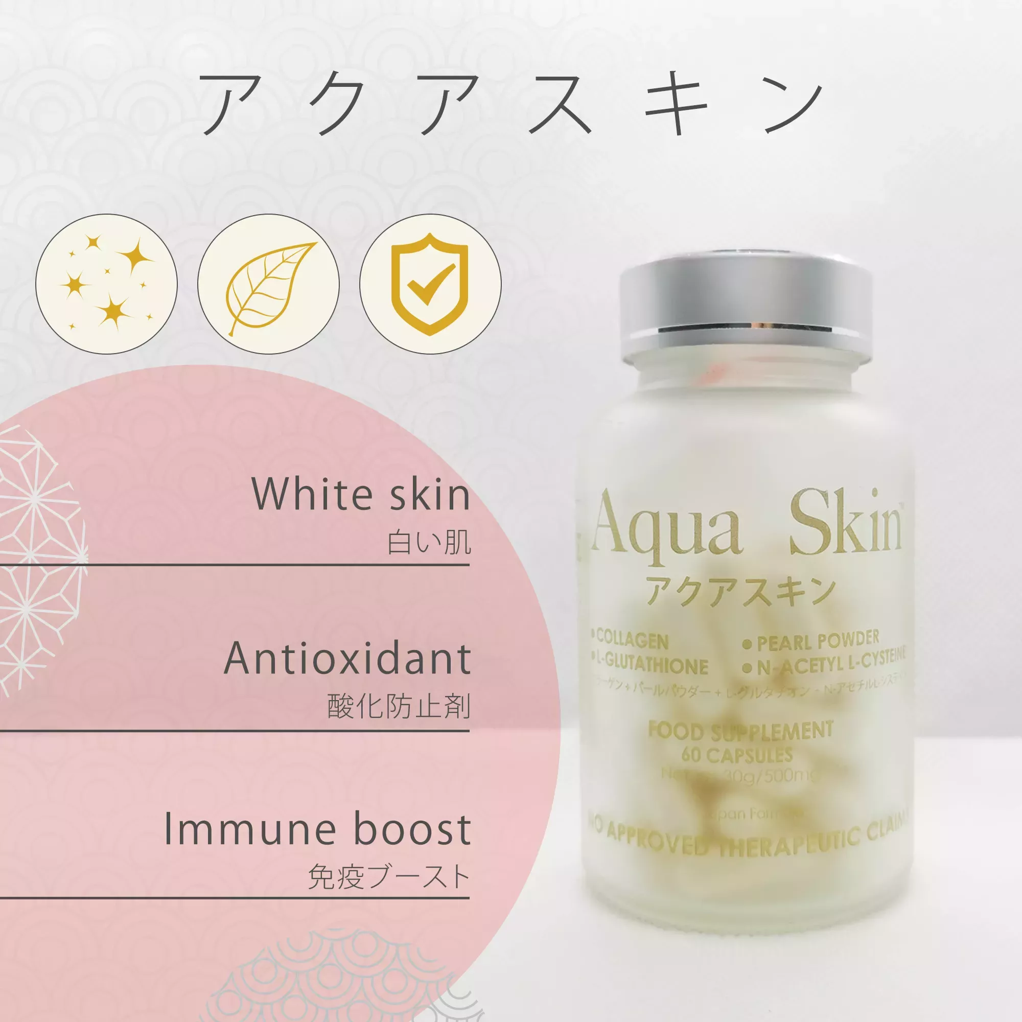 Aqua Skin Glutathione with Collagen (60 Capsules) | ILuvmySkin