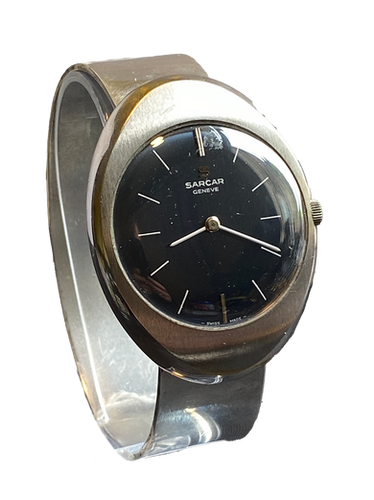 Sarcar Geneve Sterling Silver Gents Bangle Watch 1970’s | vintagewatchroom