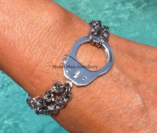 H3 - Single handcuff on 2 single strand bracelet | metalmanjewellery
