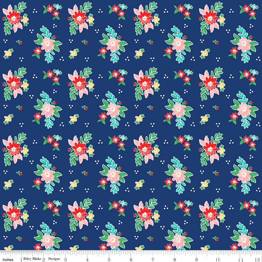 Quilt Fair 11351N Navy Floral Riley Blake | Mysite