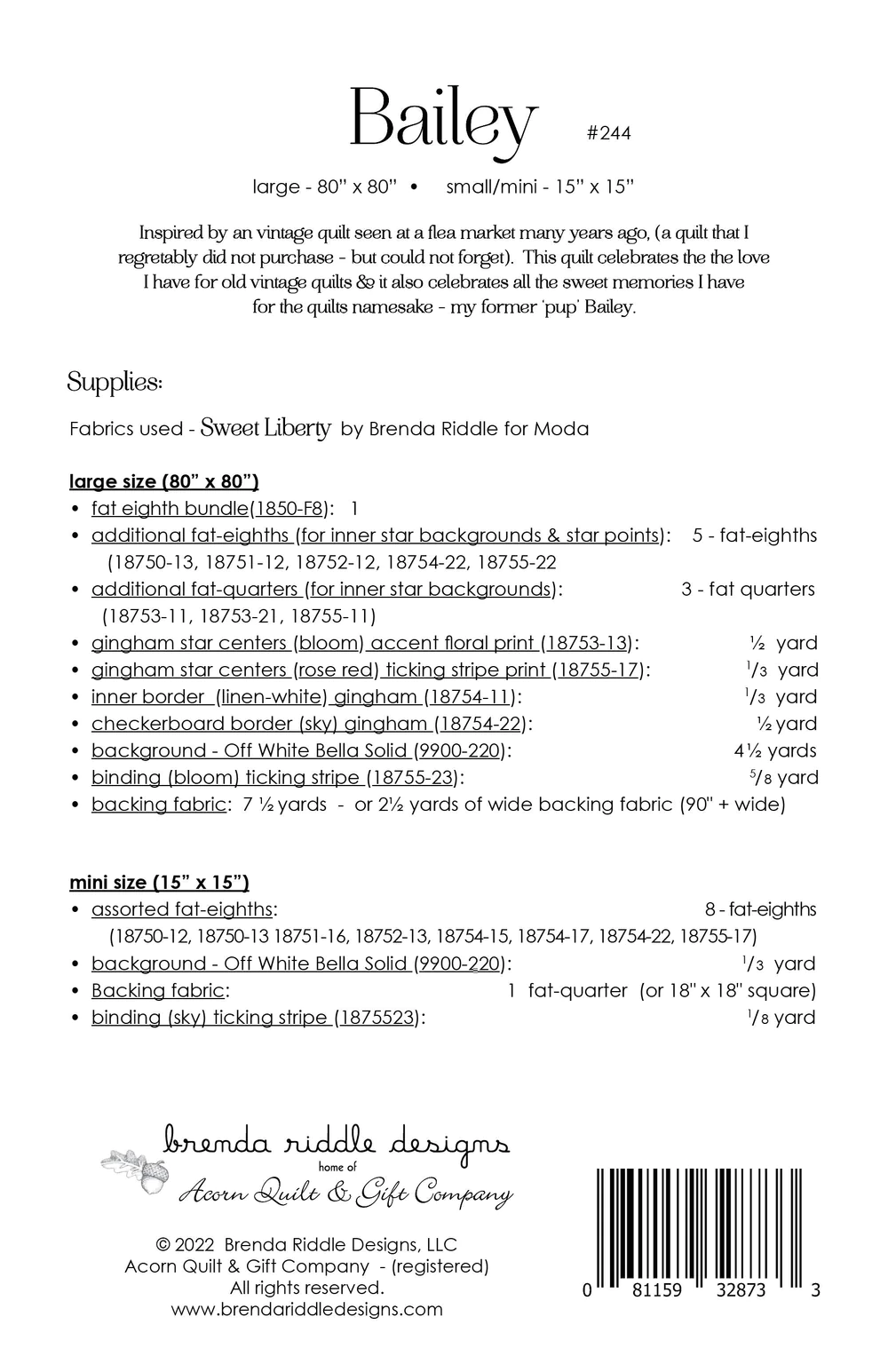 Brenda Riddle BAILEY Quilt Pattern | Mysite