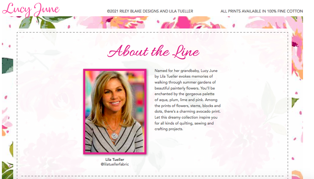 LUCY JUNE ~ Pink FLOWERS on Aqua Blue ~ Riley Blake ~ By-the-Yard ...