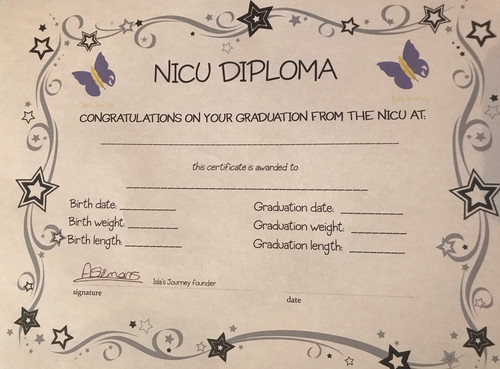 NICU graduation diploma | Isla's Journey