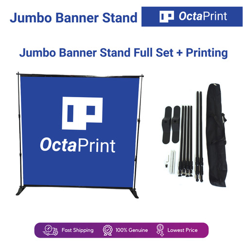 Jumbo Backdrop Banner Stand Metal Aluminium + Printing | OctaPrint