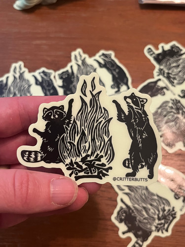 Fire Raccoons GLOW In The Dark Sticker | Critter Butts