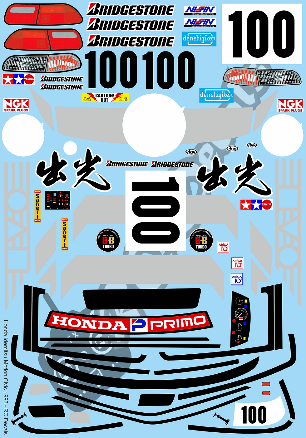 RC 1/10 Decals Touring Cars Liveries Stickers Sets | RC Decals