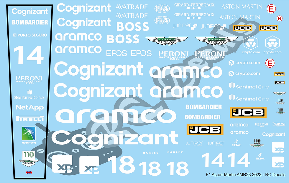 F1 1/10 Decal Aston-Martin AMR23 2023 | rcdecals