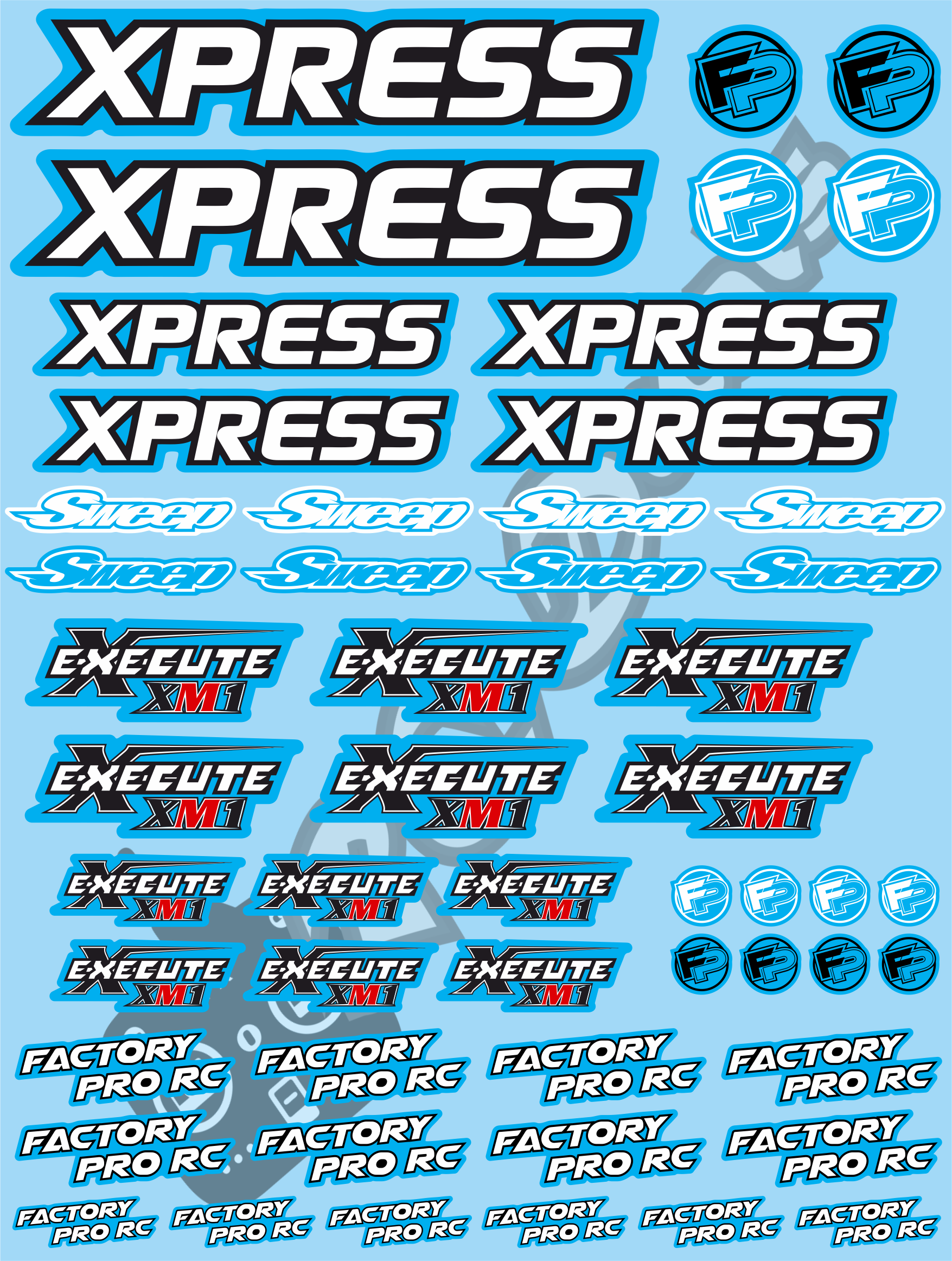 Xpress - XM1 - Sweep - Factory Pro Decals Choice of Colour | rcdecals