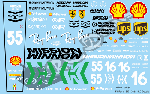 F1 1/10 Decal Ferrari SF21 2021 | rcdecals