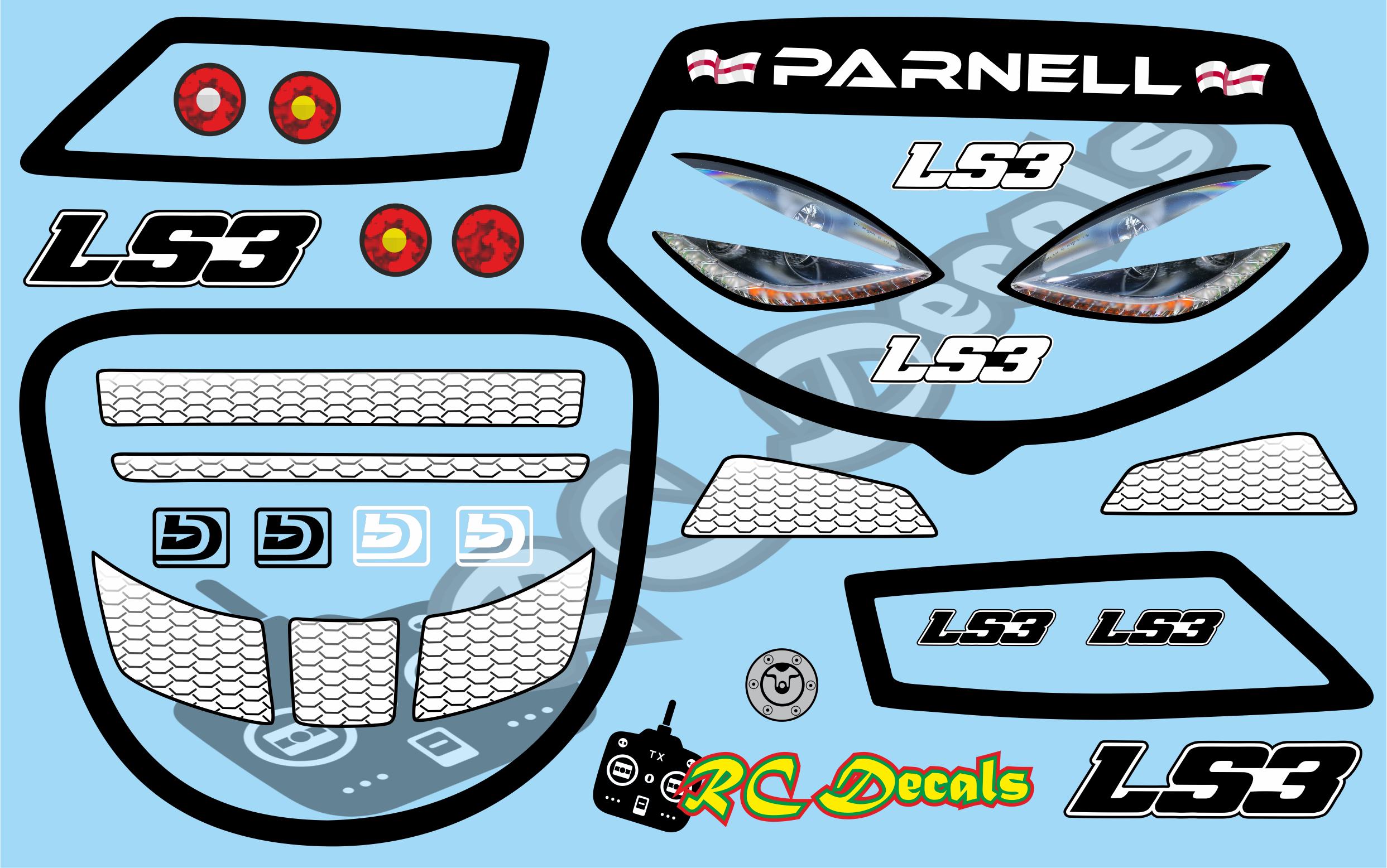 Customise GT12 BittyDesign LS3 Window frame & Lights Set Choice or ...