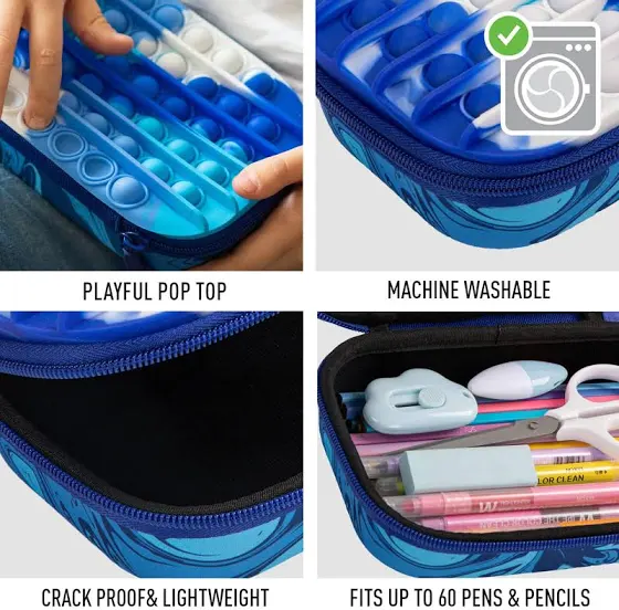 Zipit POP Fidget Toy Molded EVA Zippered Pencil Case - Holds 60 Pens ...