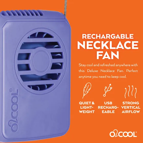 O2COOL USB 3 Speed Rechargeable Necklace Fan with Adjustable Lanyard ...