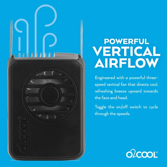 O2COOL USB Rechargeable 3 Speed Necklace Fan with Adjustable Lanyard ...