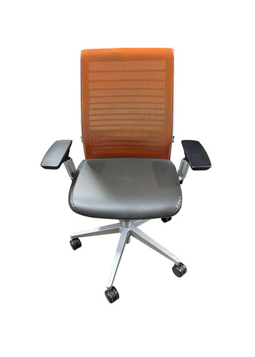 Orange Mesh/Grey Leather Think Chair by Steelcase | ExecutiveLiquidation