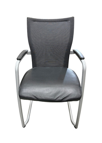 Black Leather/Mesh X99 Guest Chair by Haworth | ExecutiveLiquidation