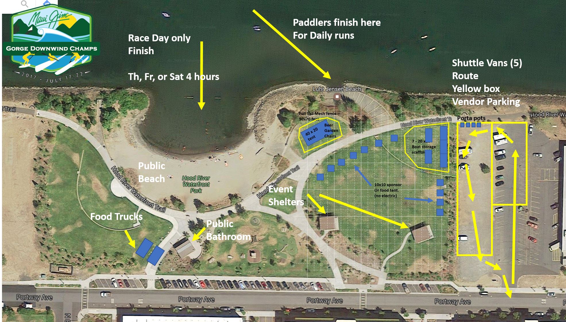 Gorge Downwind Champs map
