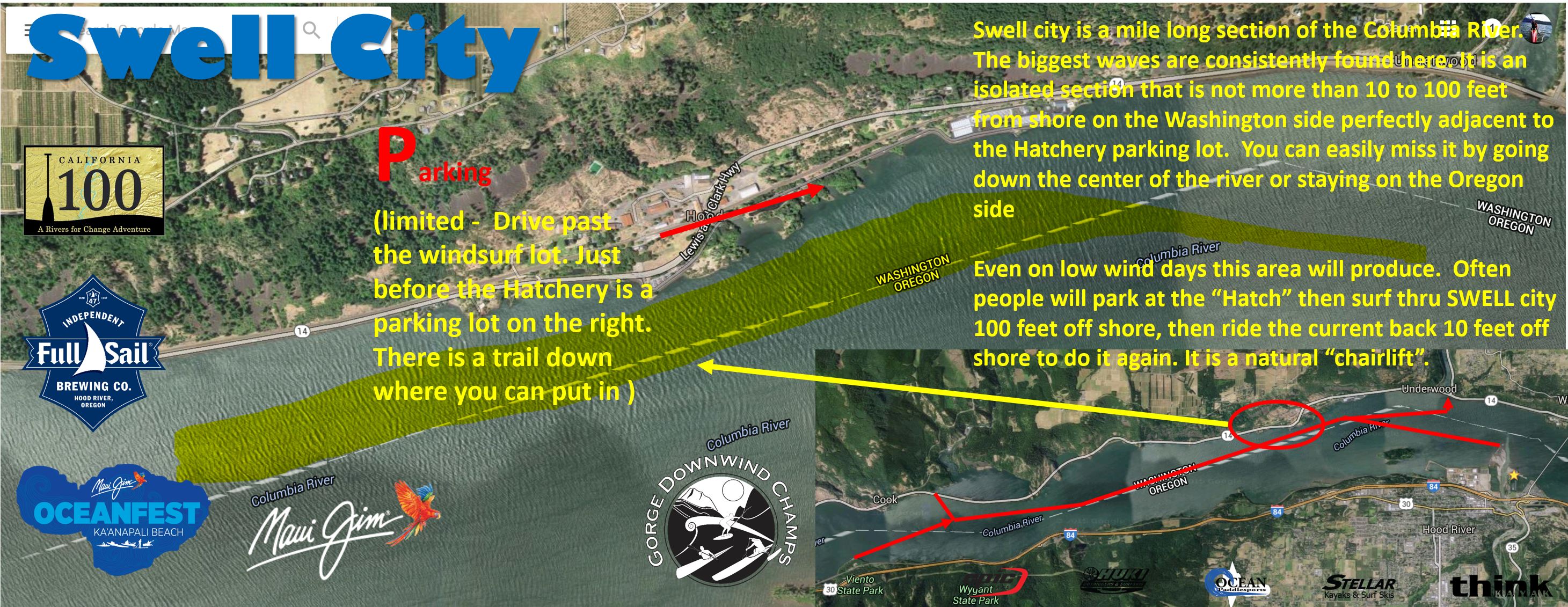 Gorge Downwind Champs map