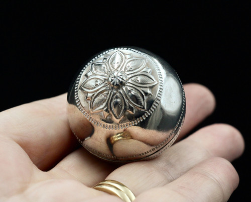 Small Vintage Burmese Silver Handmade Round Pill Box | all about fred
