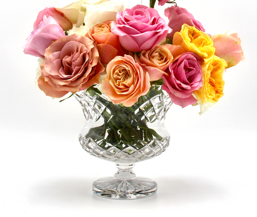 Vintage Czech INWALD Diamond Cut Crystal Footed Centrepiece or Vase ...