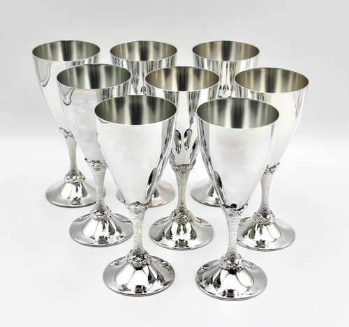 Set of 8 Vintage Silver Plate Wine or Champagne Goblets by PERFECTION ...