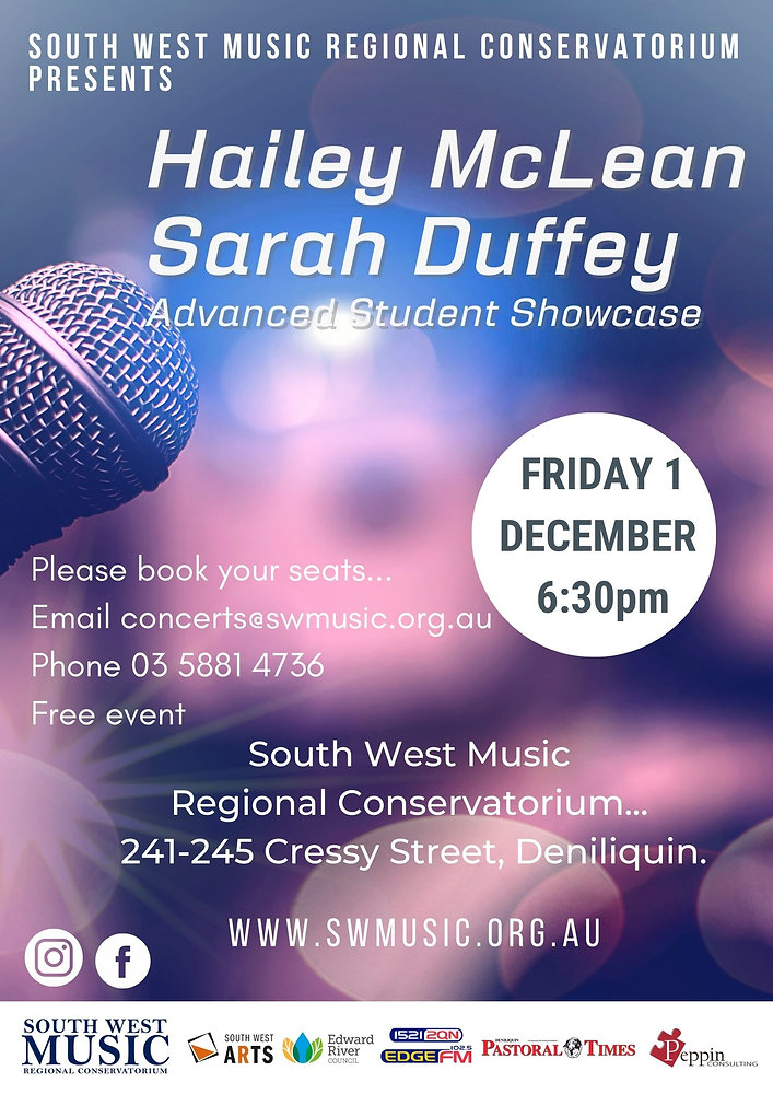 Advanced Student Showcase Featuring Hailey McLean & Sarah Duffey