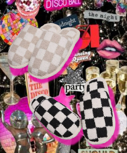 Cozy Checkered Slippers | Red White and Teal