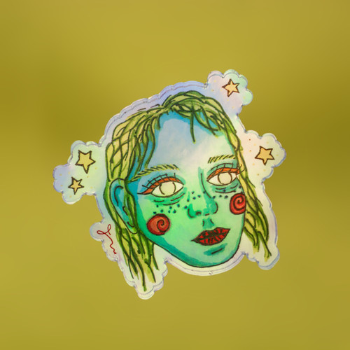 Holographic Alien Girl Sticker | Miranda Fritz