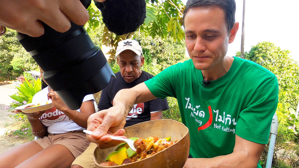 Mark Wiens Eats Trini Coconut Bake, Saltfish, Sunday Lunch & More in ...