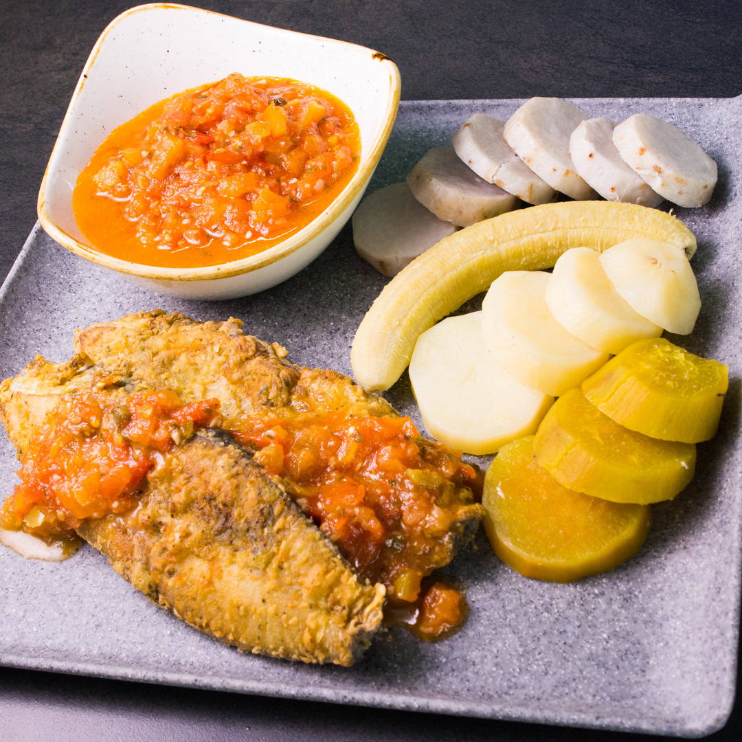Fried Fish & Tomato Sauce with Ground Provisions Recipe