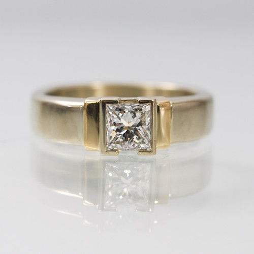 Partial Bezel Princess Cut Diamond Ring | GretzDesigns