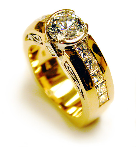 Half Bezel Diamond with Princess Cut Sides | GretzDesigns