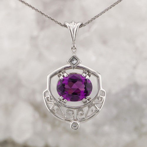 Purple Garnet Greek Scroll Pendant | GretzDesigns