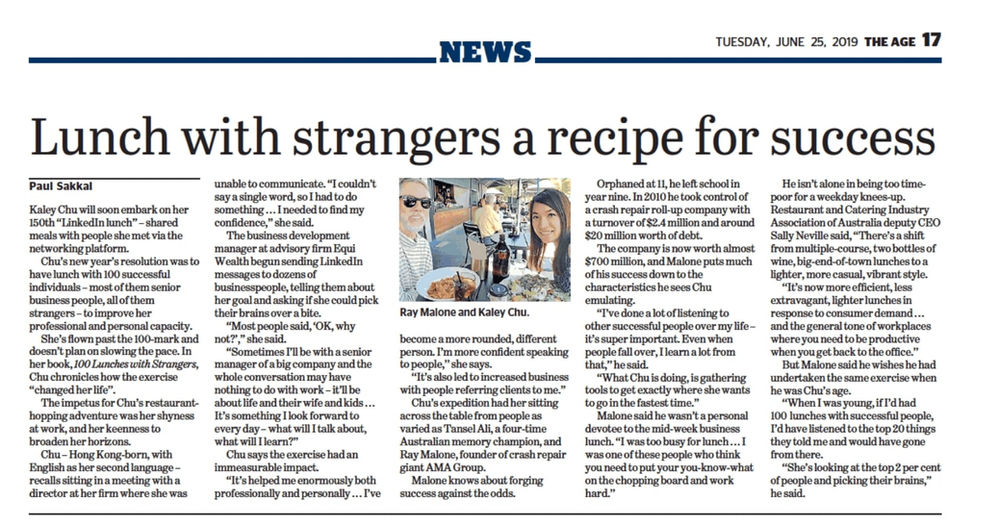 Feature Story in The Age Newspaper